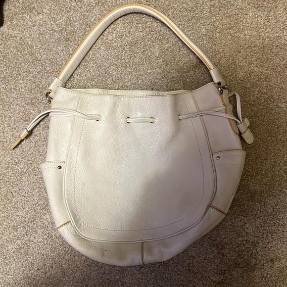 Cole Haan | Bags | Cole Haan White Leather Shoulder Bag Hobo Tote ...